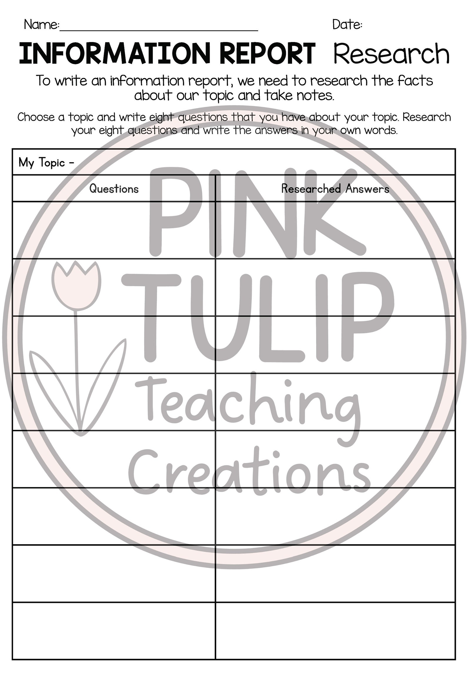 Information Text Reading and Writing Worksheet Pack No Prep Lesson ...