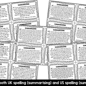 Summarizing (summarising) - Task Cards - Etsy