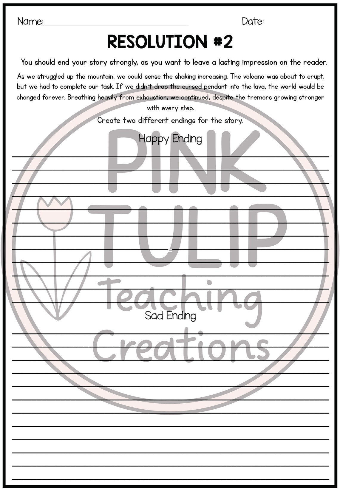 Resolution Narrative Writing Worksheets - Etsy