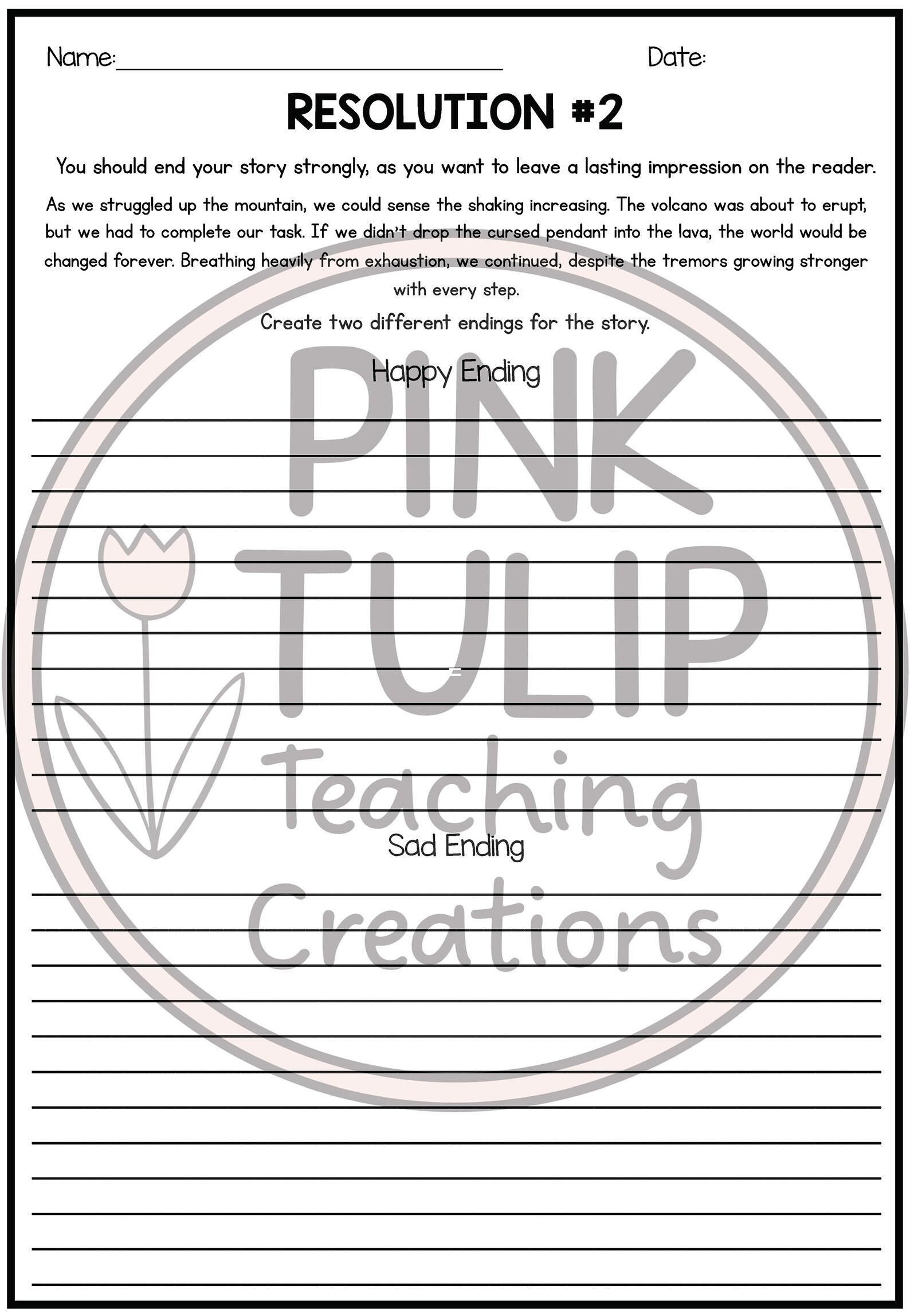 Resolution - Narrative Writing Worksheets - Etsy