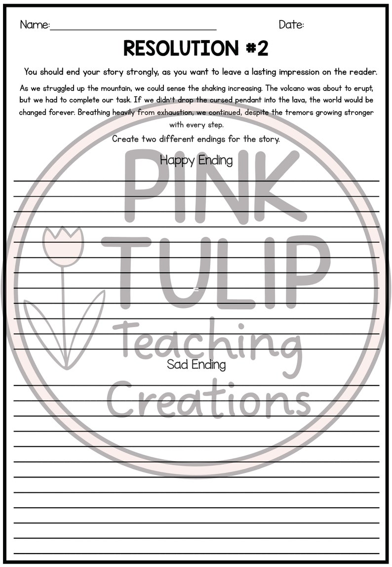 Resolution Narrative Writing Worksheets - Etsy