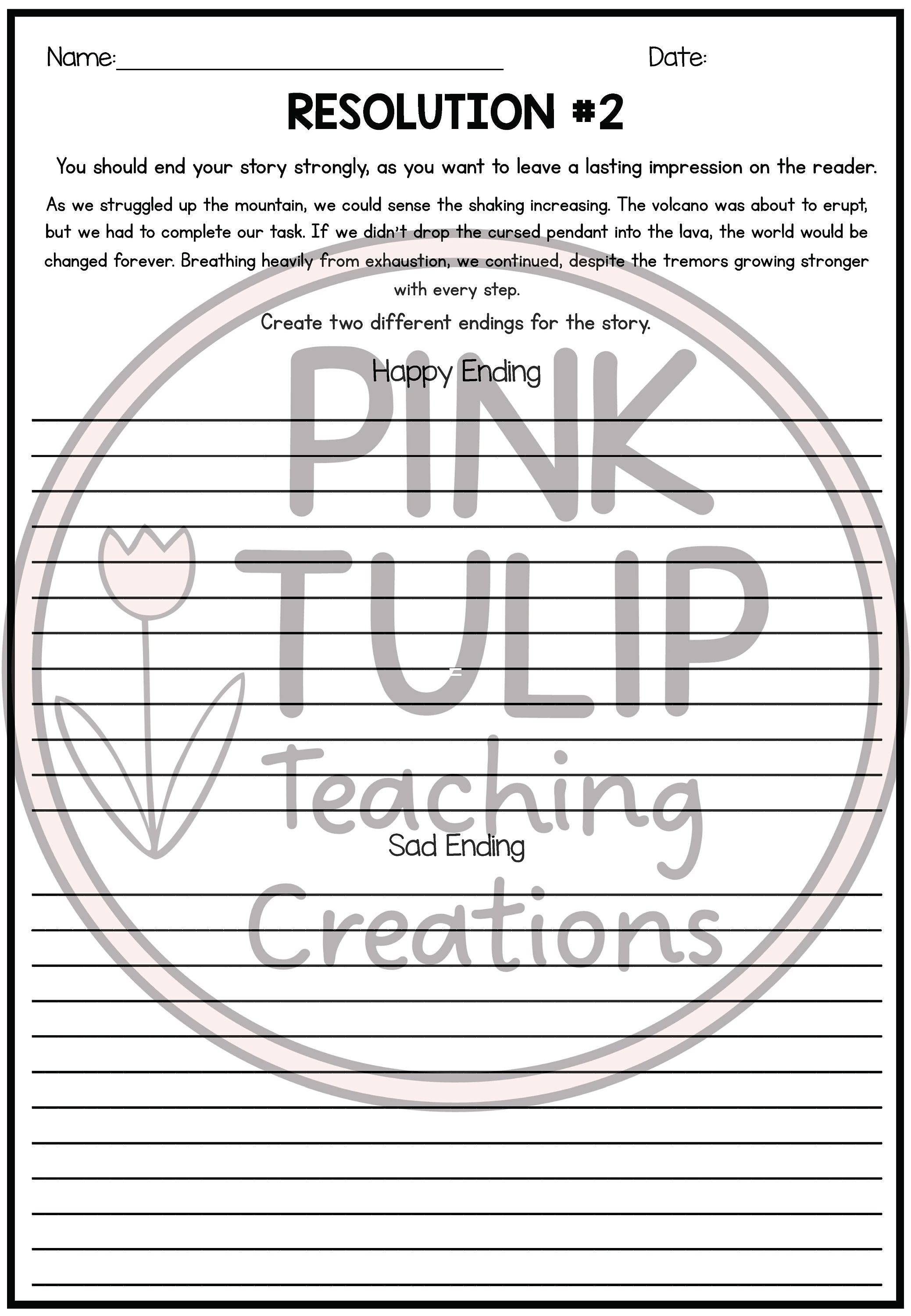 Resolution - Narrative Writing Worksheets - Etsy