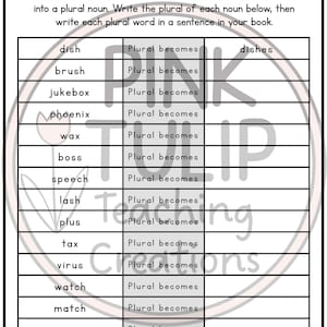 Regular Plurals, Add -ES Grammar Worksheets - Etsy