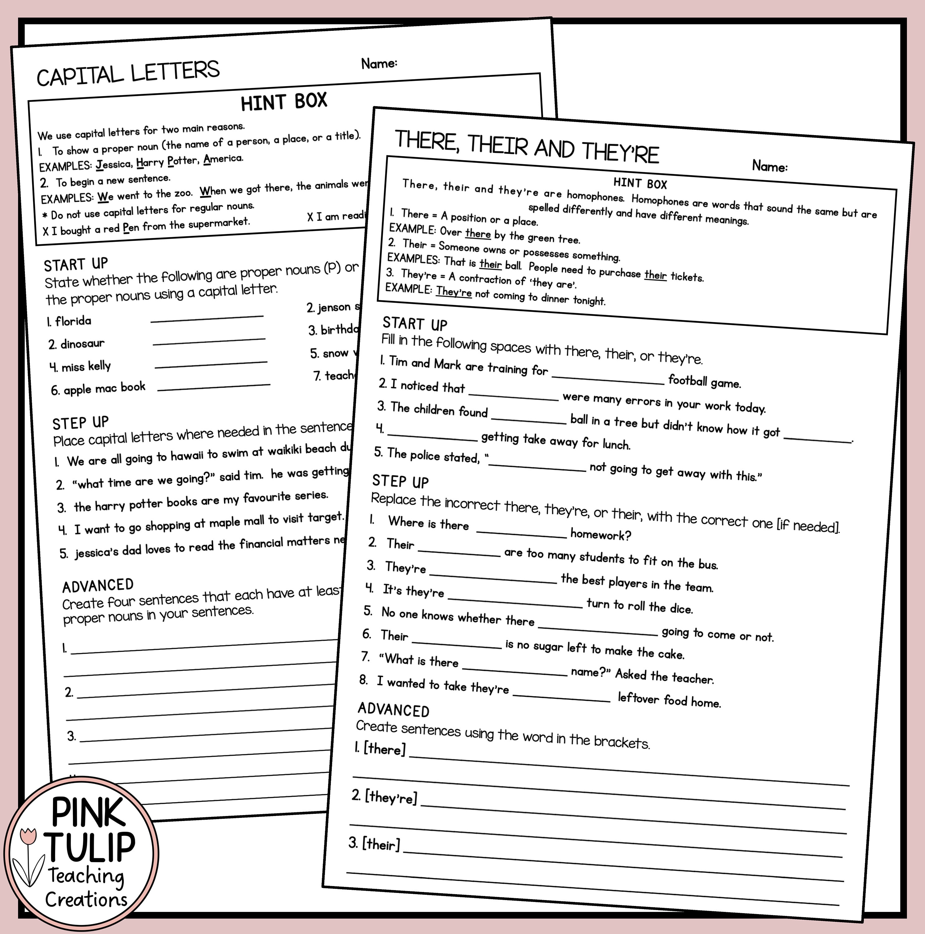Grammar Worksheet Pack - Etsy