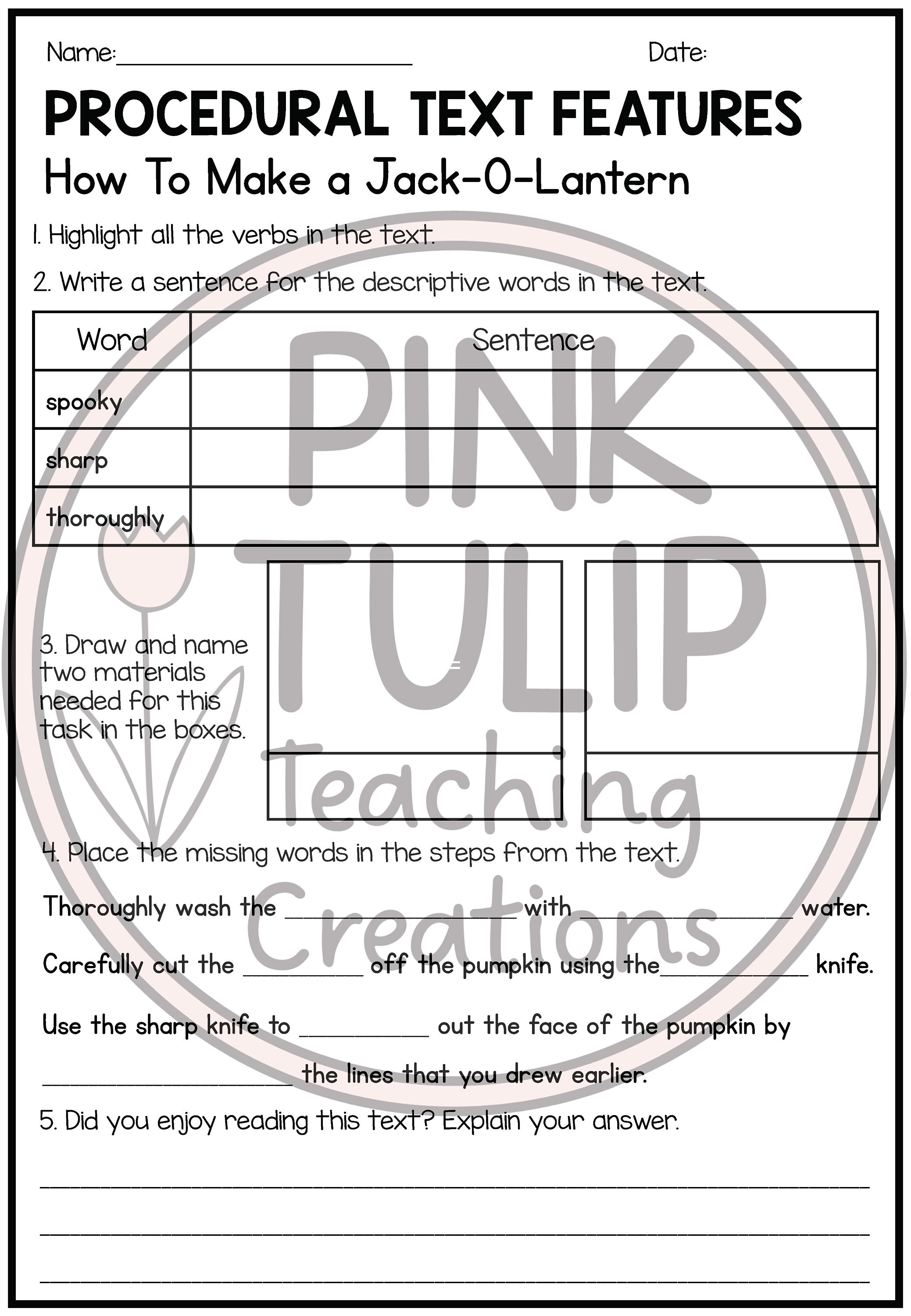 Procedural Text Examples - Ten Reading Samples With Comprehension - Etsy