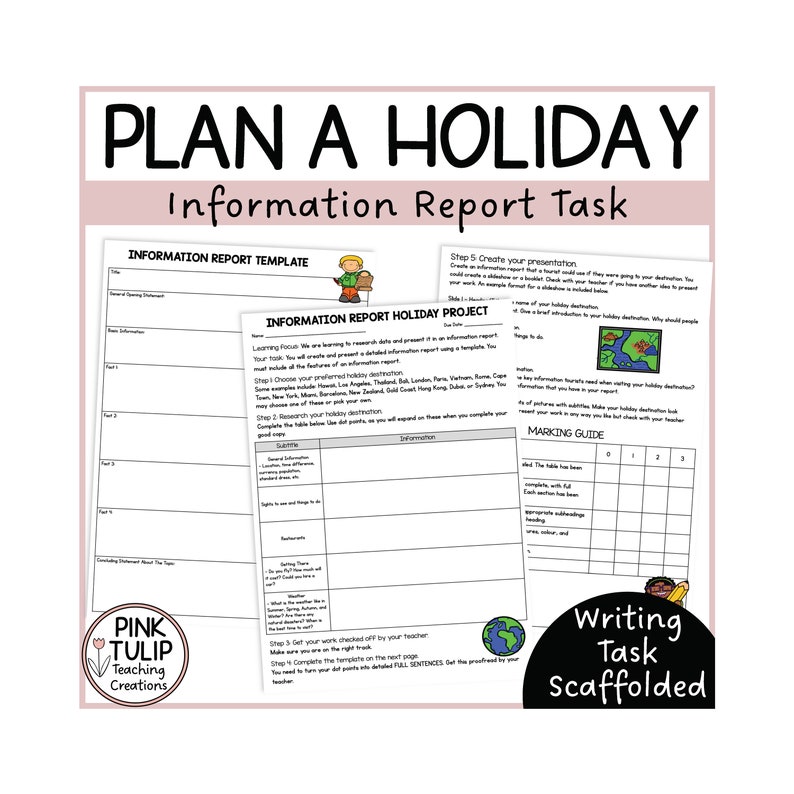 Information Report Assessment Task - Plan a Holiday - Etsy