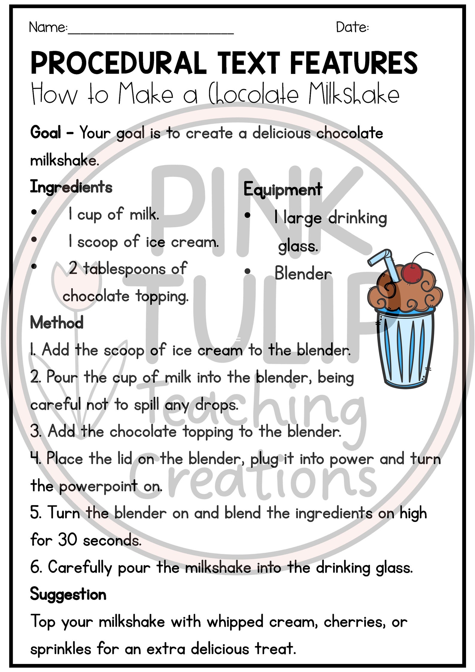 Procedural Text Writing Worksheet Pack No Prep Lesson Ideas - Etsy ...