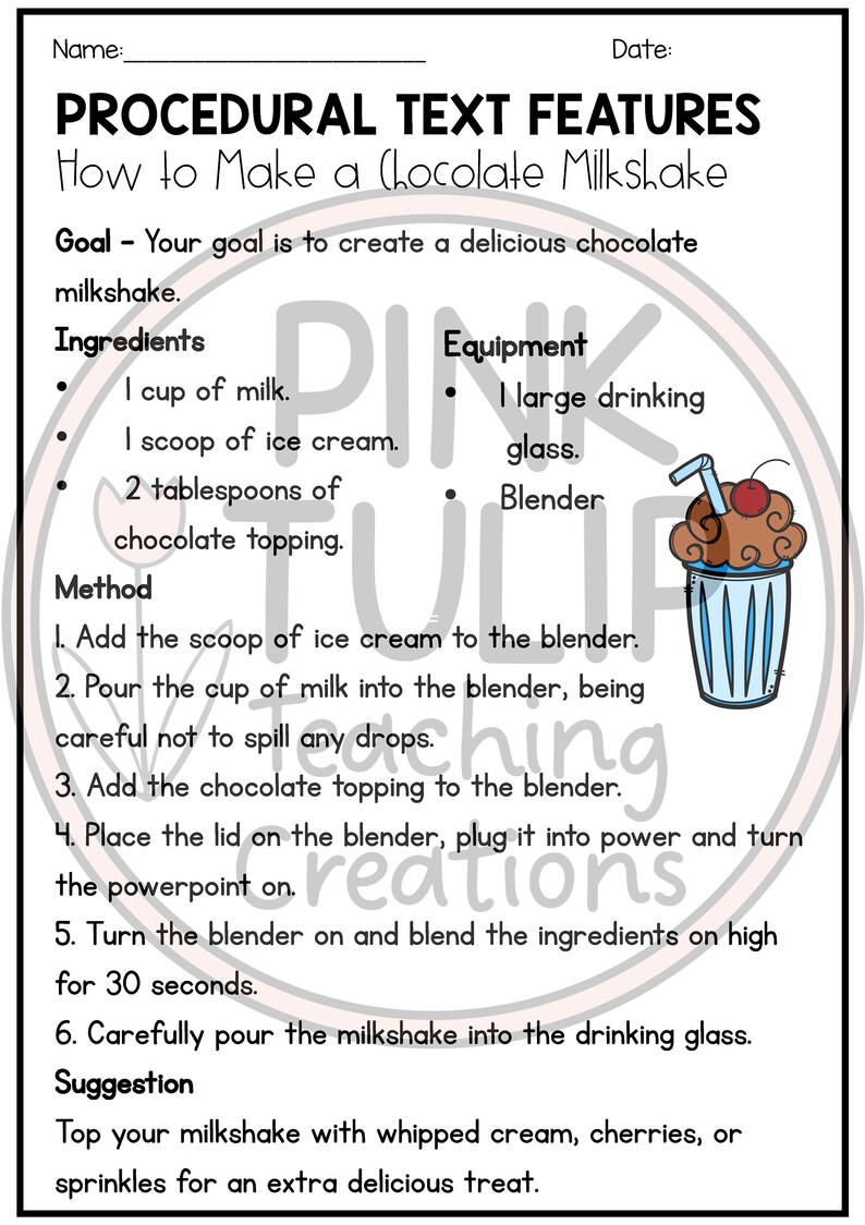 Procedural Text Writing Worksheet Pack No Prep Lesson Ideas - Etsy
