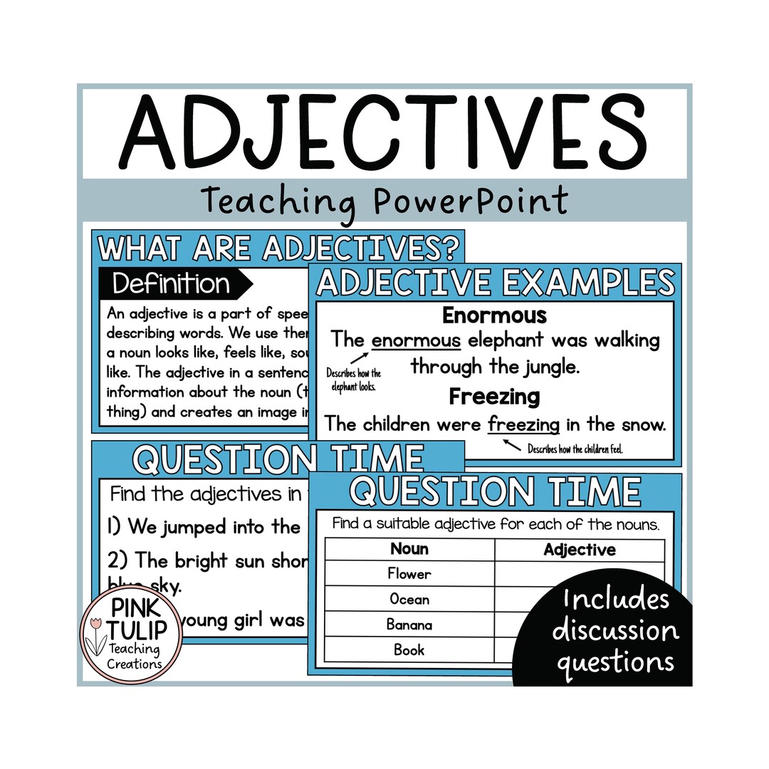 Adjectives Grammar Powerpoint - Guided Teaching - Etsy