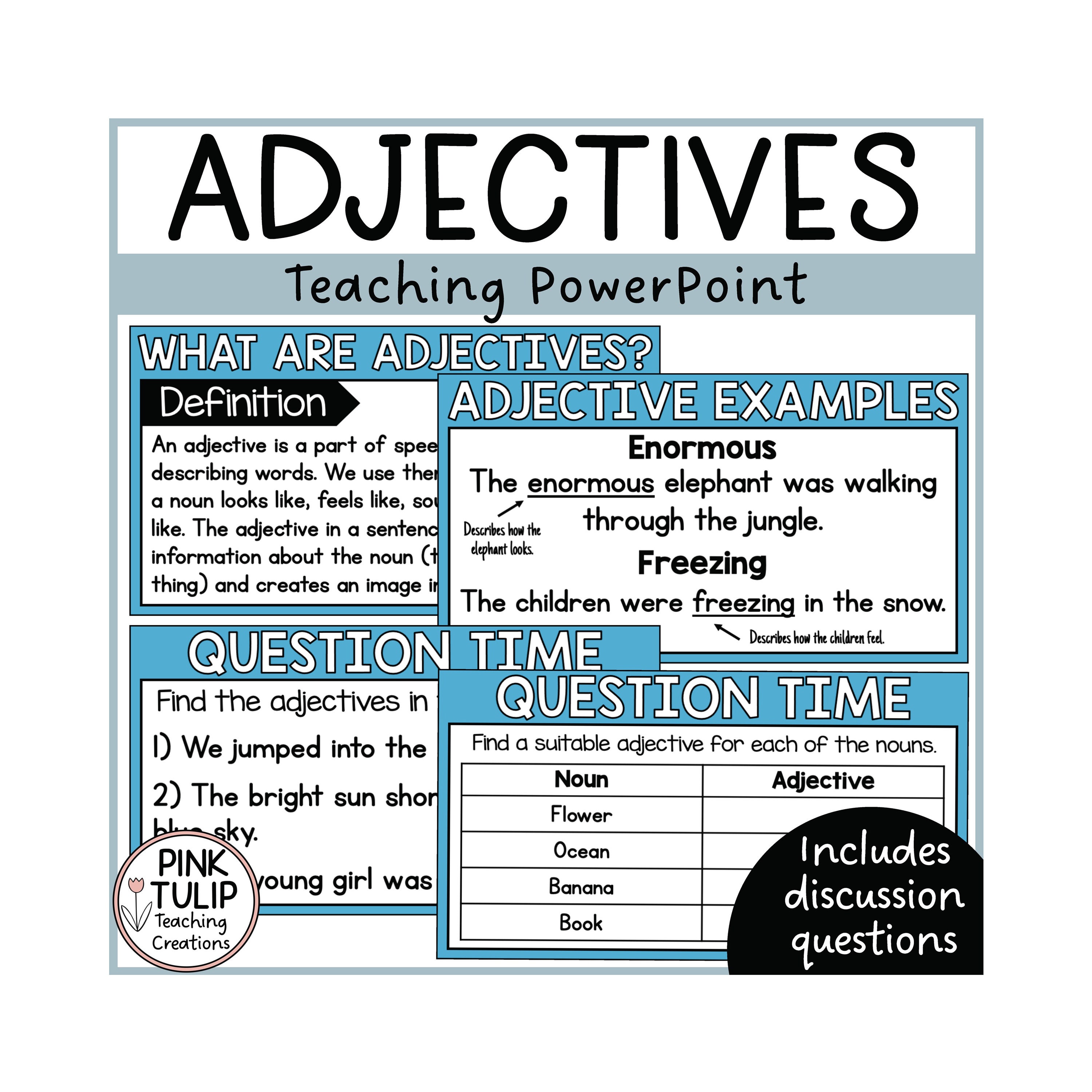 Adjectives Grammar Powerpoint - Guided Teaching - Etsy