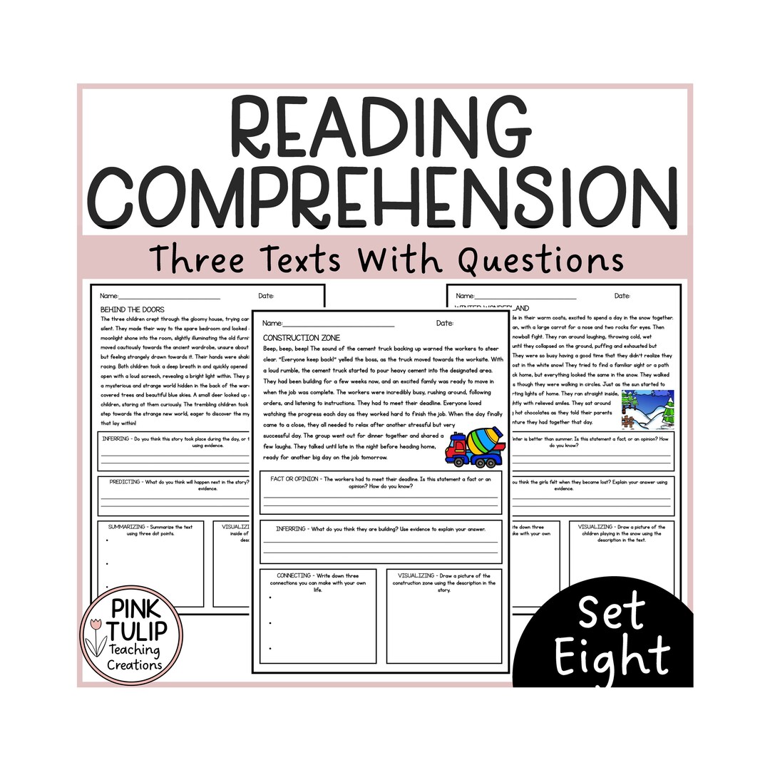 Comprehension Worksheets - Reading Strategies Set #8 - Etsy