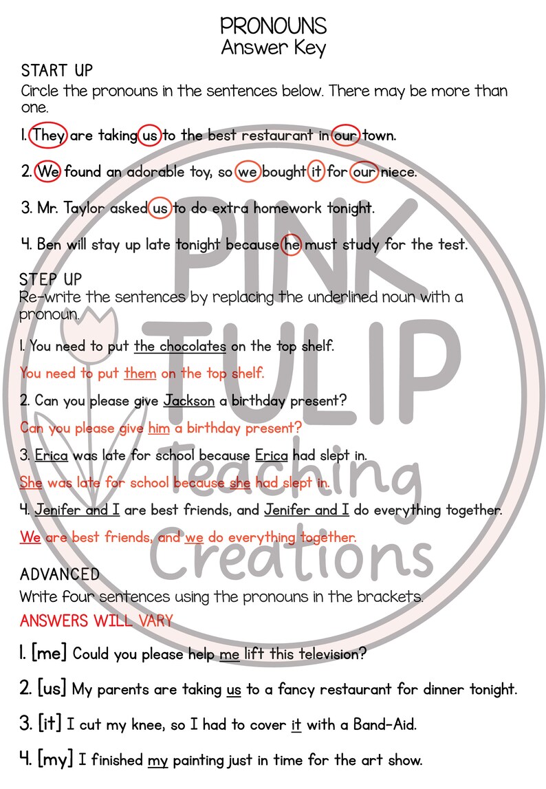 Nouns, Pronouns, and Capital Letters - Grammar Worksheets With Answers ...