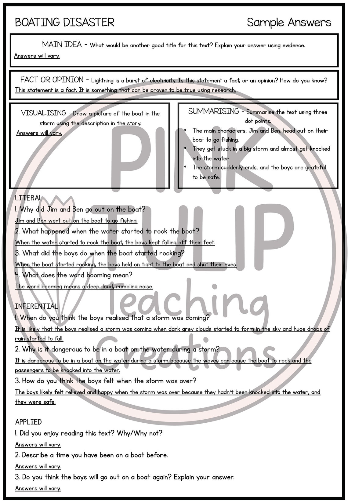Comprehension Worksheets - Reading Strategies Set #1 - Etsy