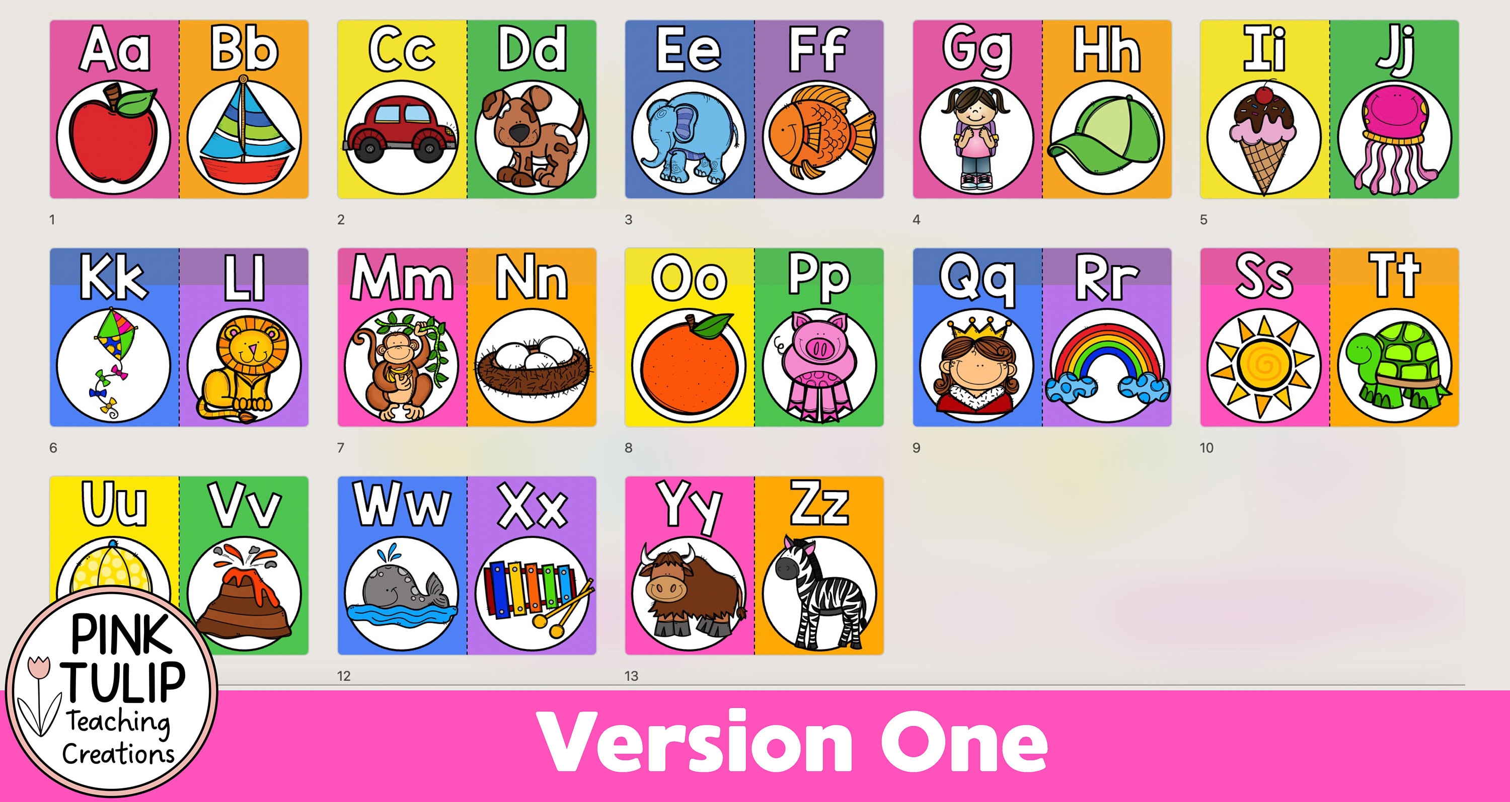 Alphabet Flash Cards Bright Rainbow Theme - Etsy