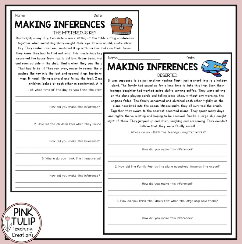 Making Inferences and Drawing Conclusions - Reading Worksheet Pack - Etsy