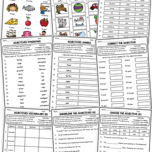 Adjectives Bundle - Worksheet Pack and Guided Teaching Powerpoint - Etsy