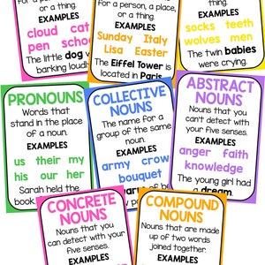 Types of Nouns Posters - Classroom Decor - Etsy