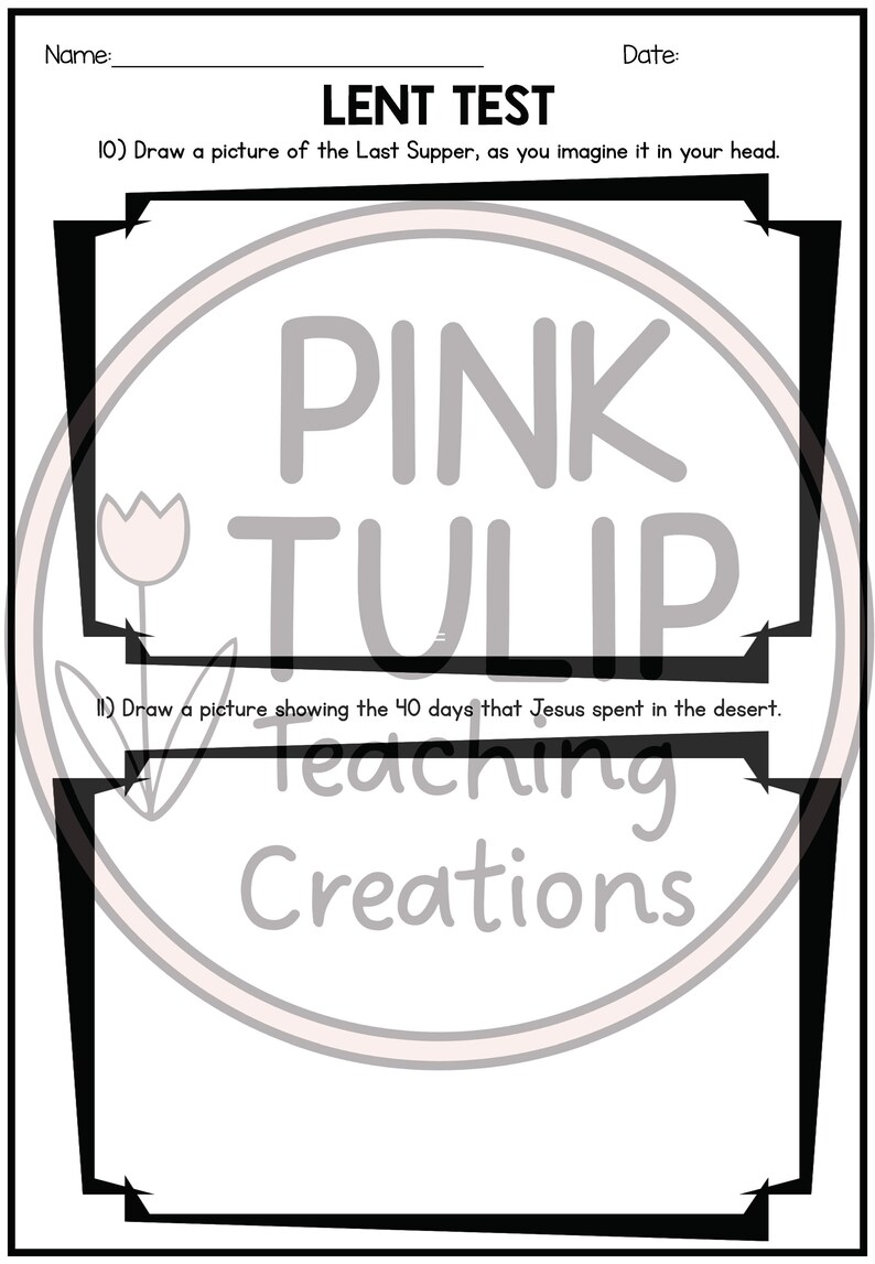 Lent Test - Assessment on Shrove Tuesday to Palm Sunday - Etsy