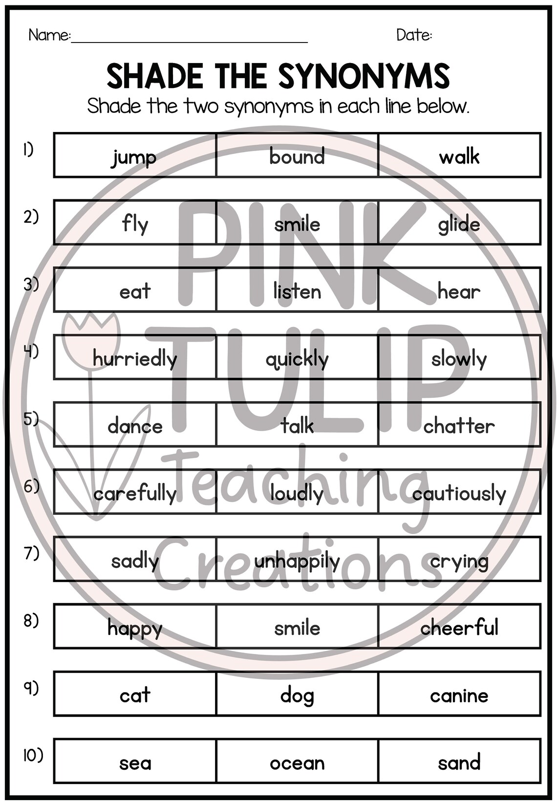 Synonyms Worksheet Pack No Prep Printables With Answers - Etsy