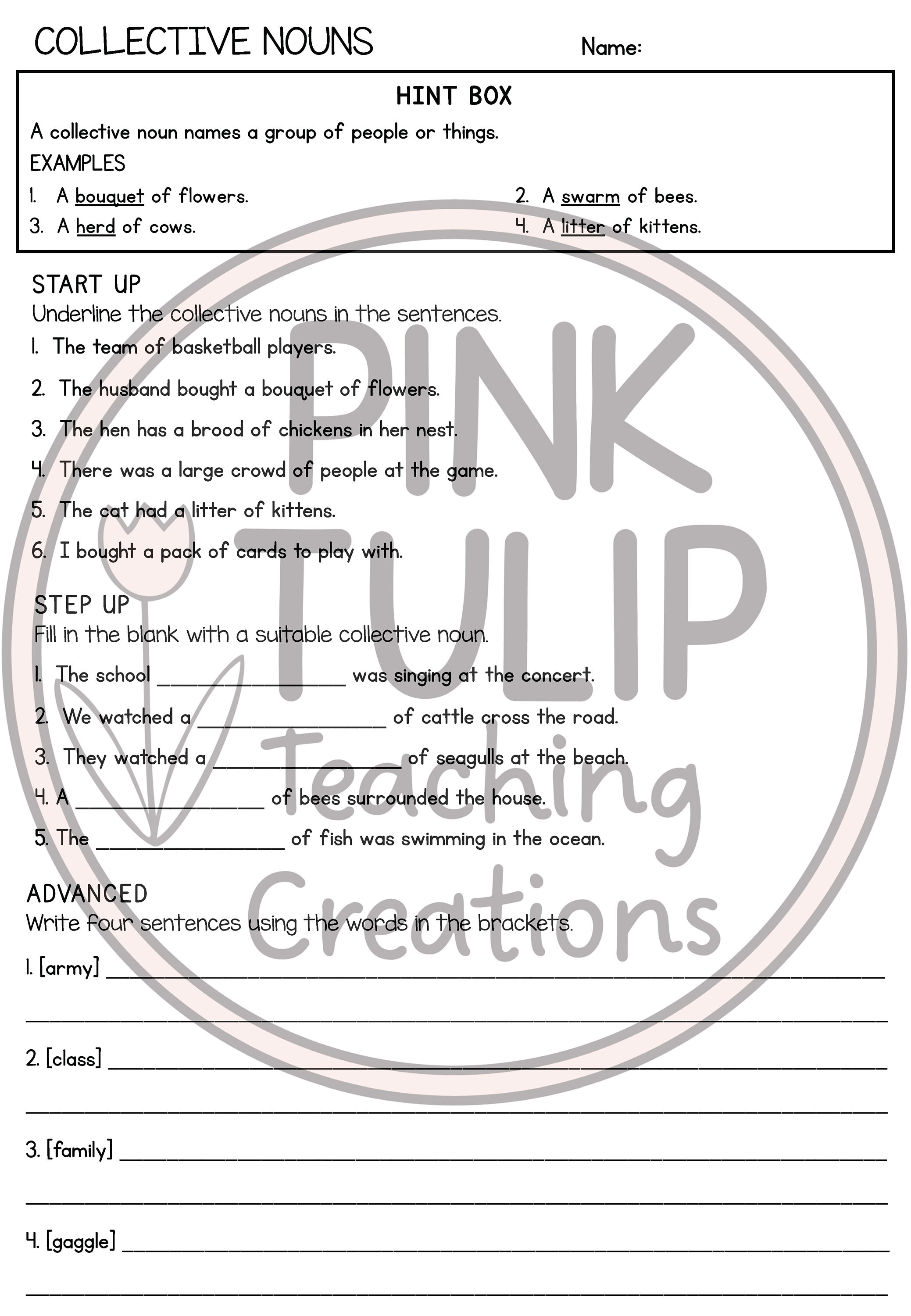 Irregular Plurals and Collective Nouns - Grammar Worksheets With ...