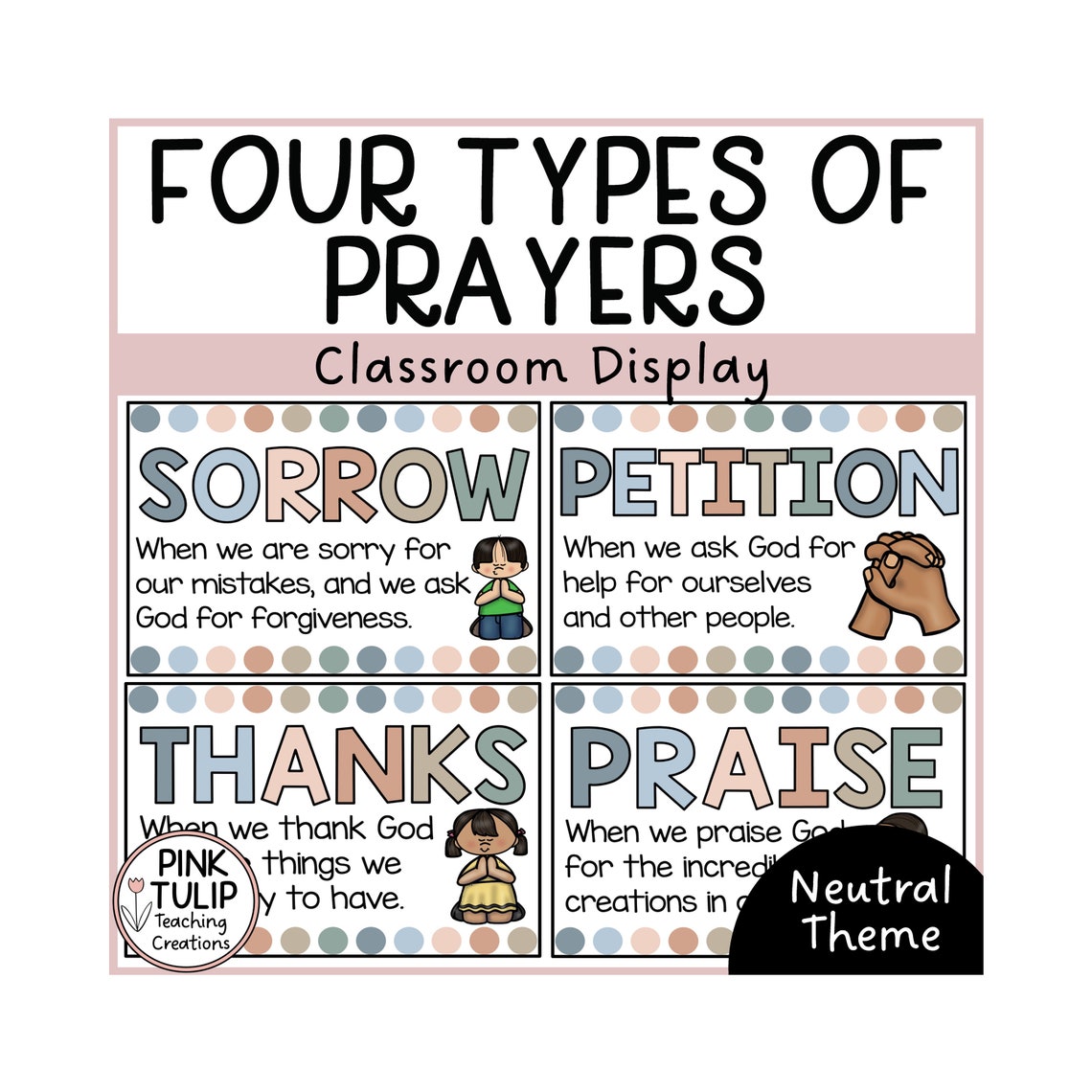 Four Types of Catholic Prayer Posters Earth Tones - Classroom Decor - Etsy