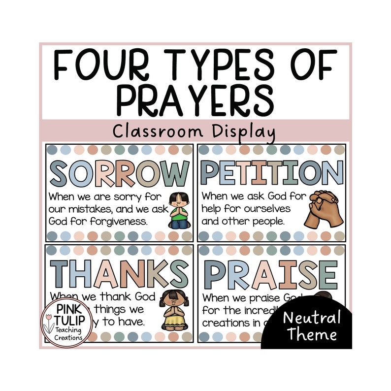 Four Types of Catholic Prayer Posters Earth Tones - Classroom Decor - Etsy