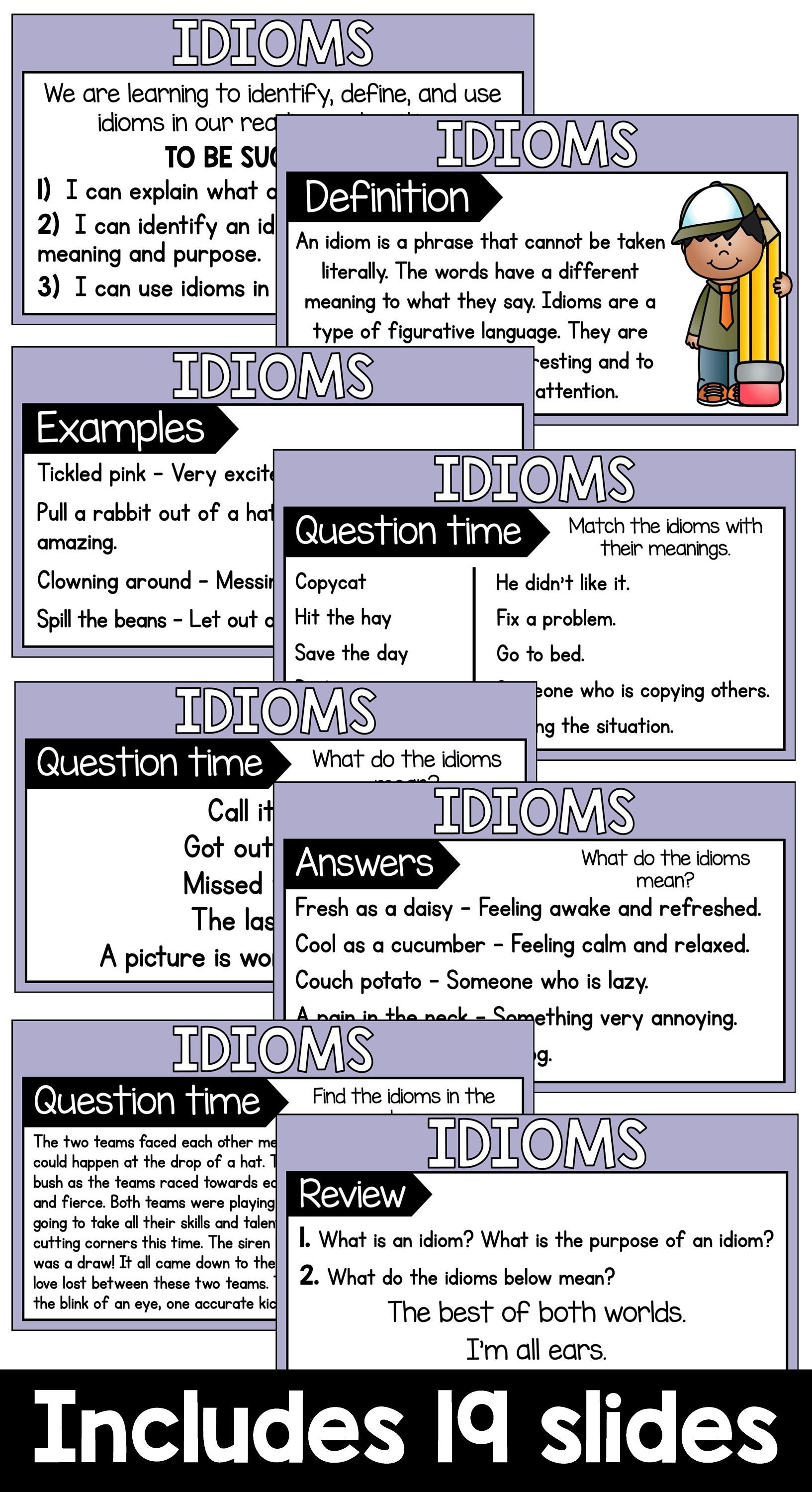 Idioms Shared Reading Powerpoint - Guided Teaching - Etsy