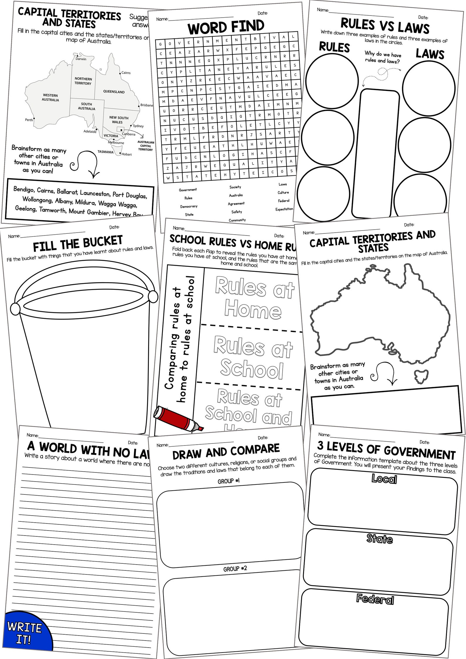 Rules and Laws Activity Pack - Civics and Citizenship Unit - Etsy