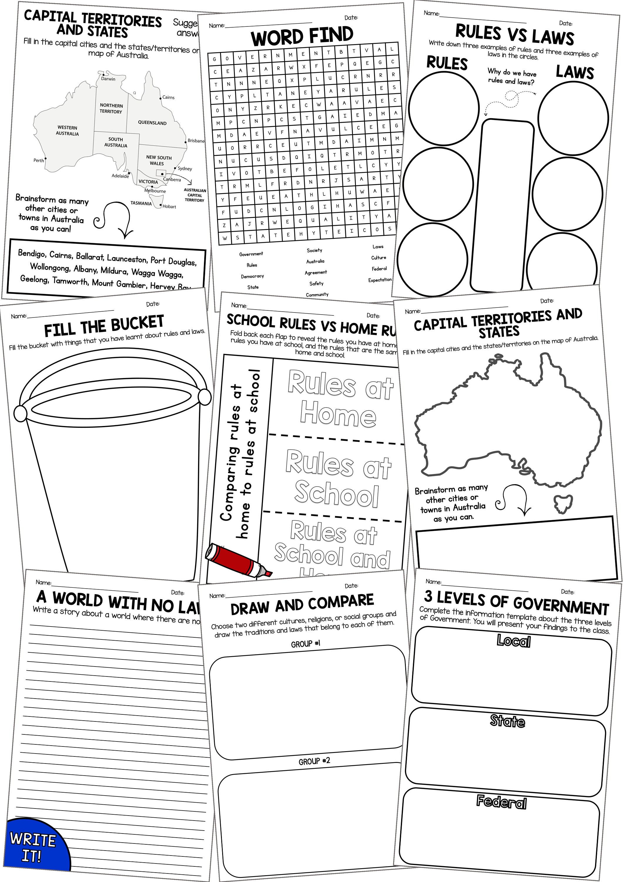 Rules and Laws Activity Pack Civics and Citizenship Unit - Etsy