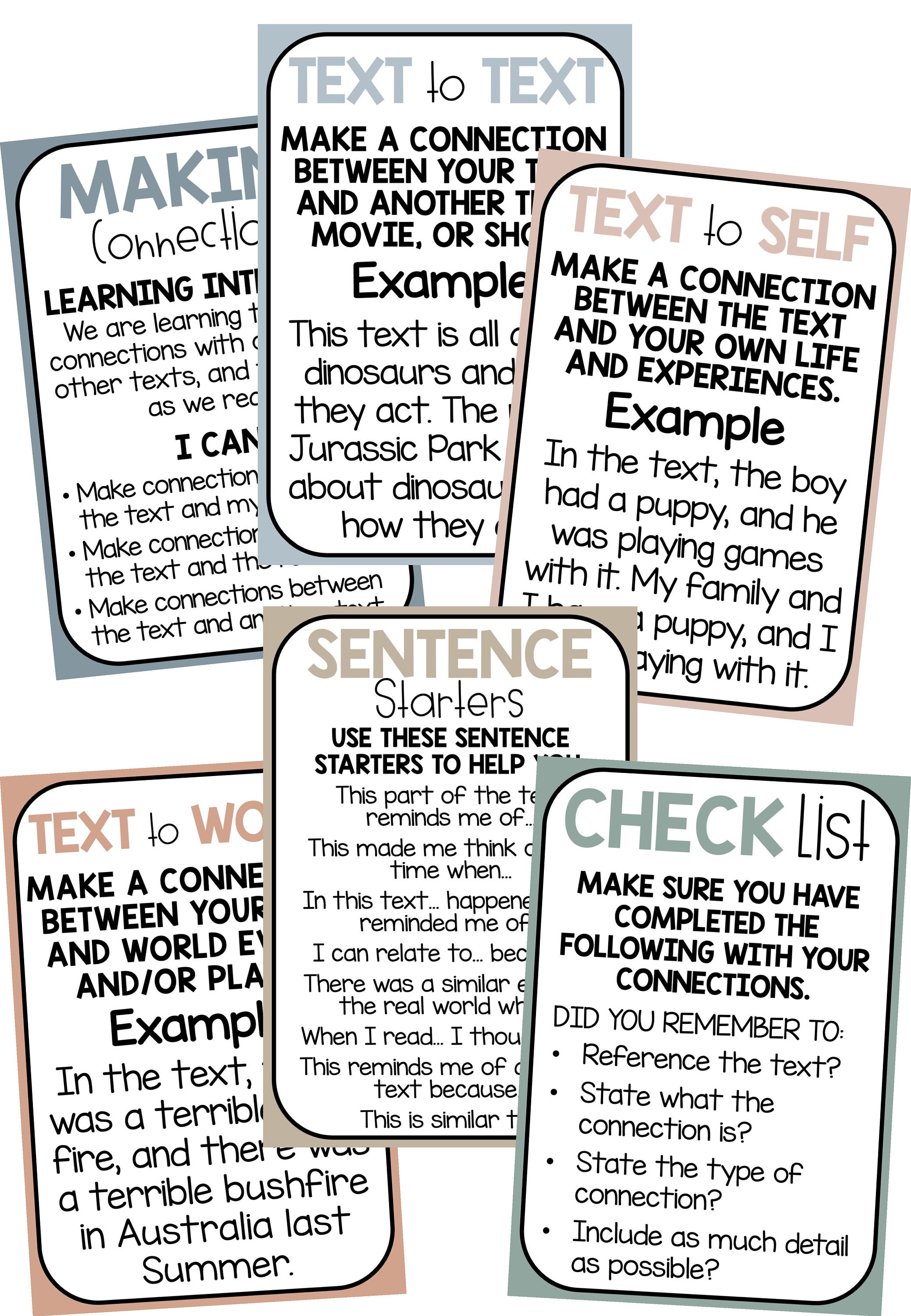 Making Connections Reading Posters - Earth Tones Classroom Decor - Etsy