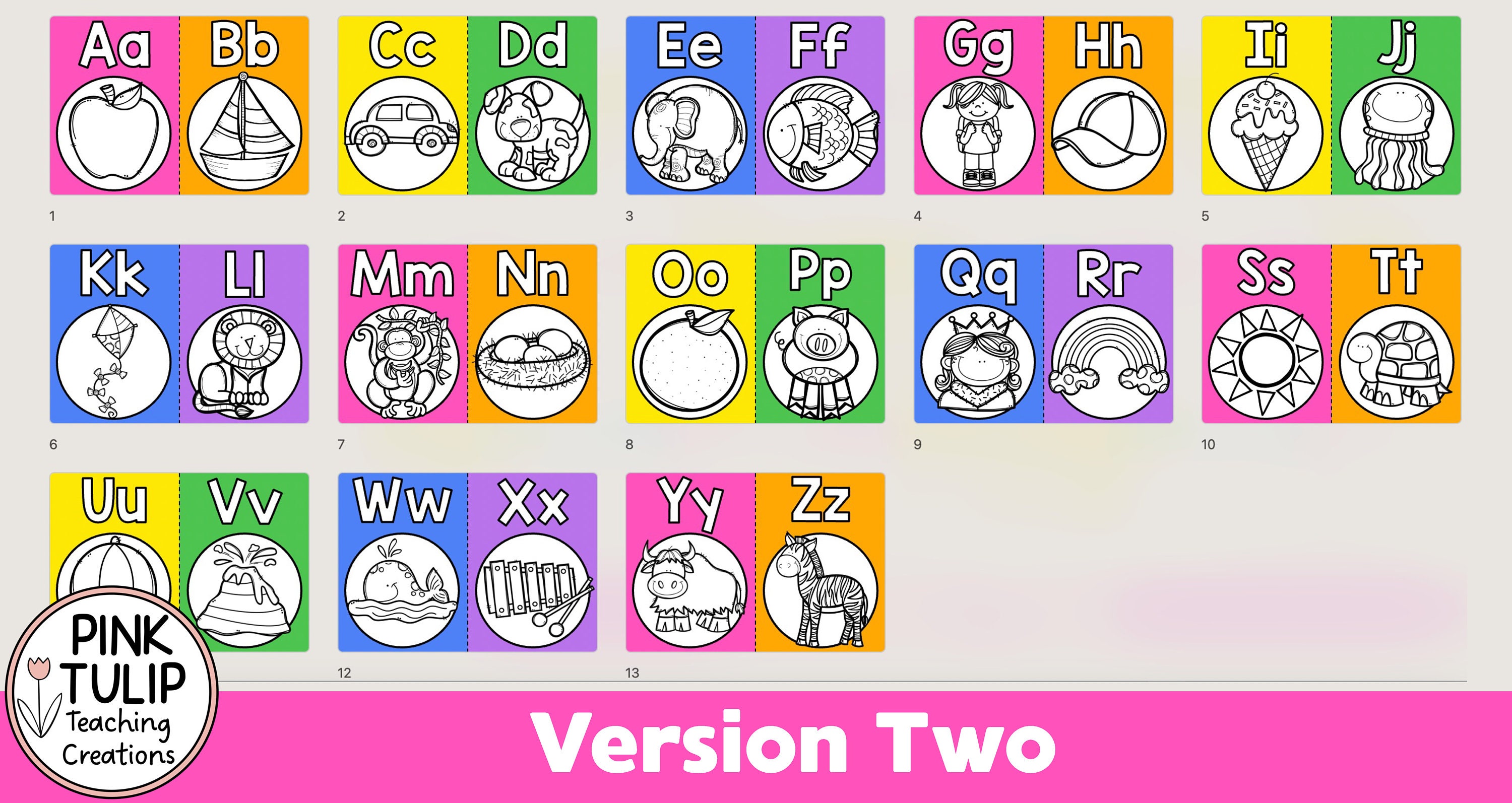 Alphabet Flash Cards Bright Rainbow Theme - Etsy