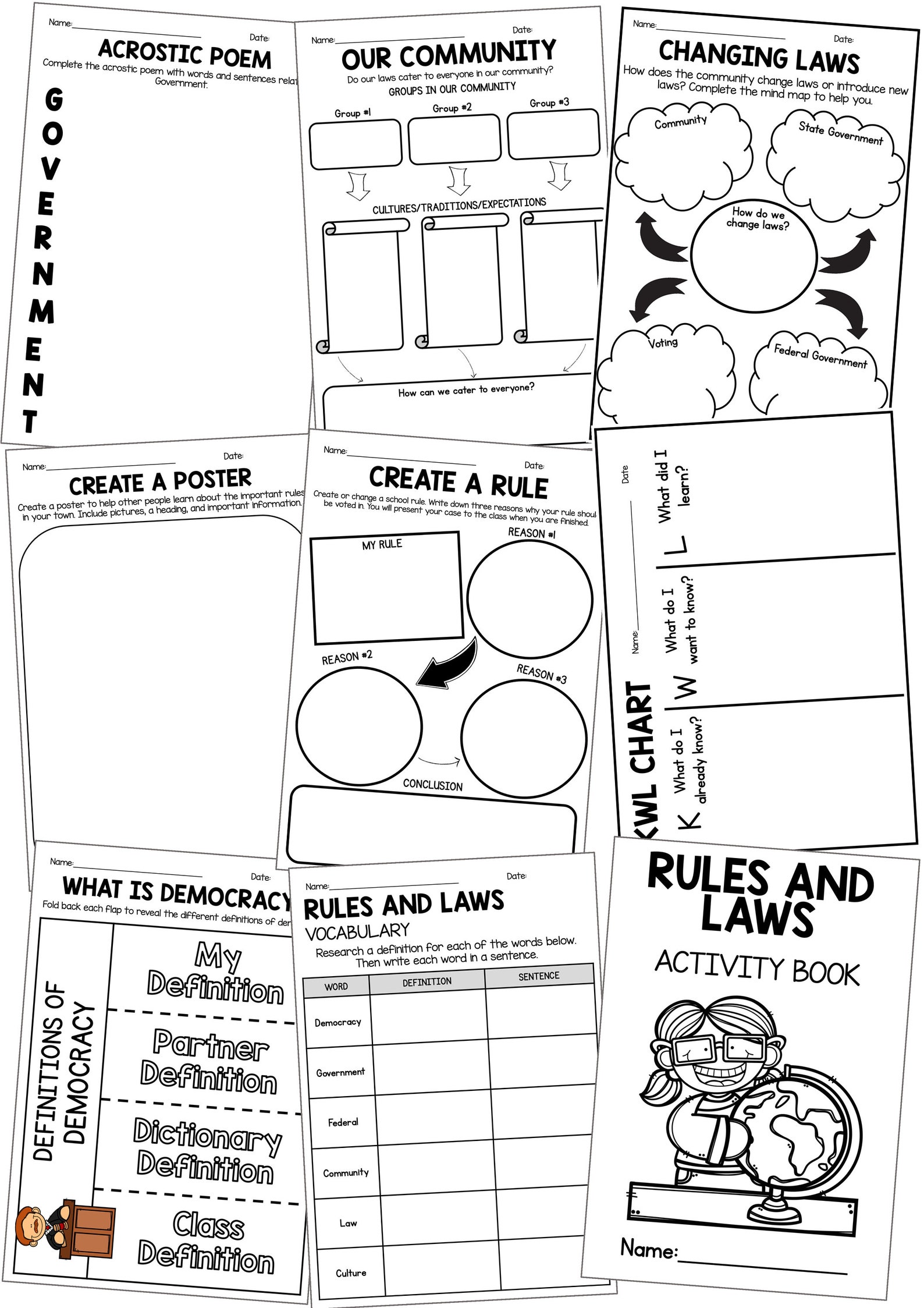 Rules and Laws Activity Pack - Civics and Citizenship Unit - Etsy