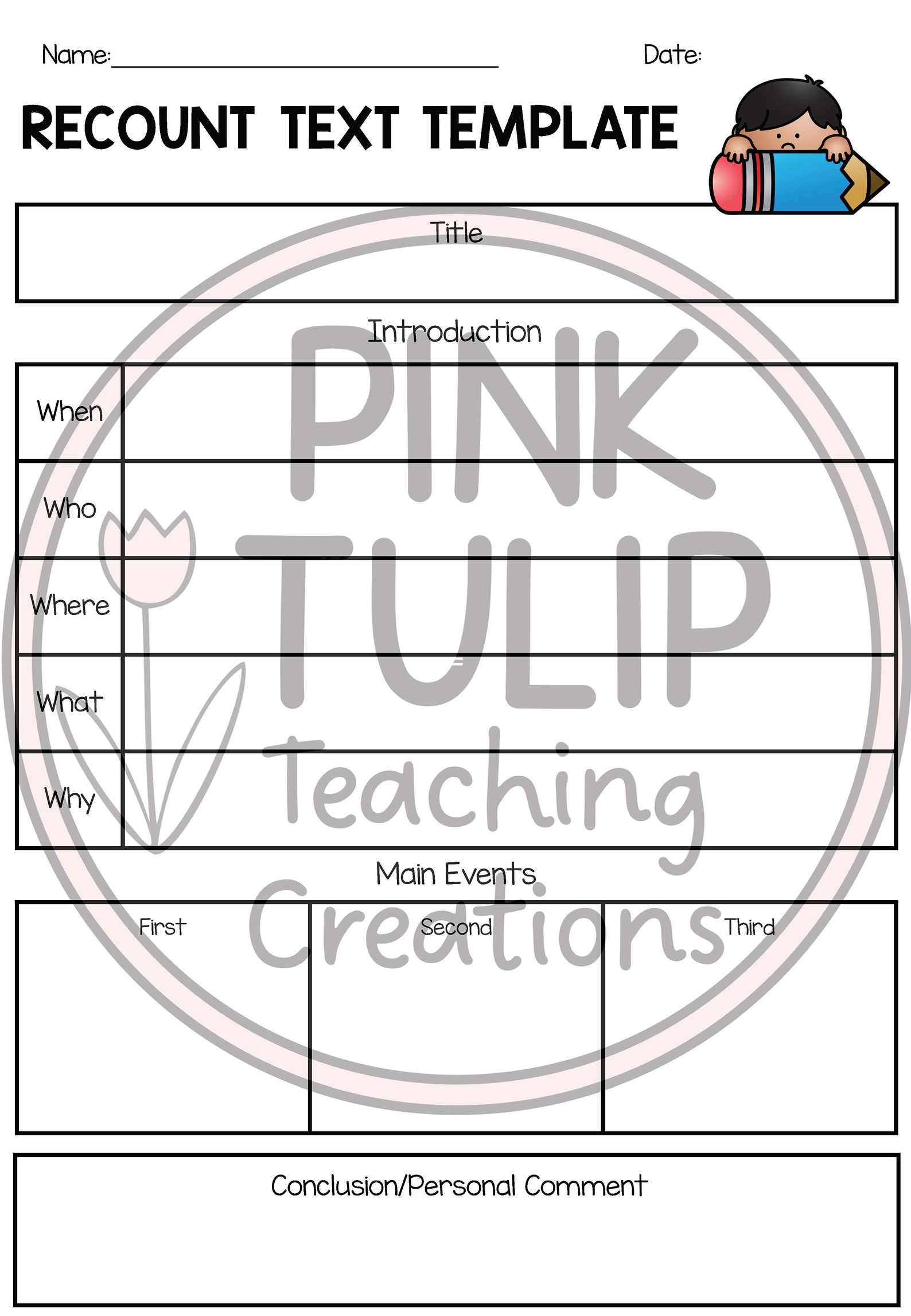 Recount Writing - Prompts and Template - Etsy