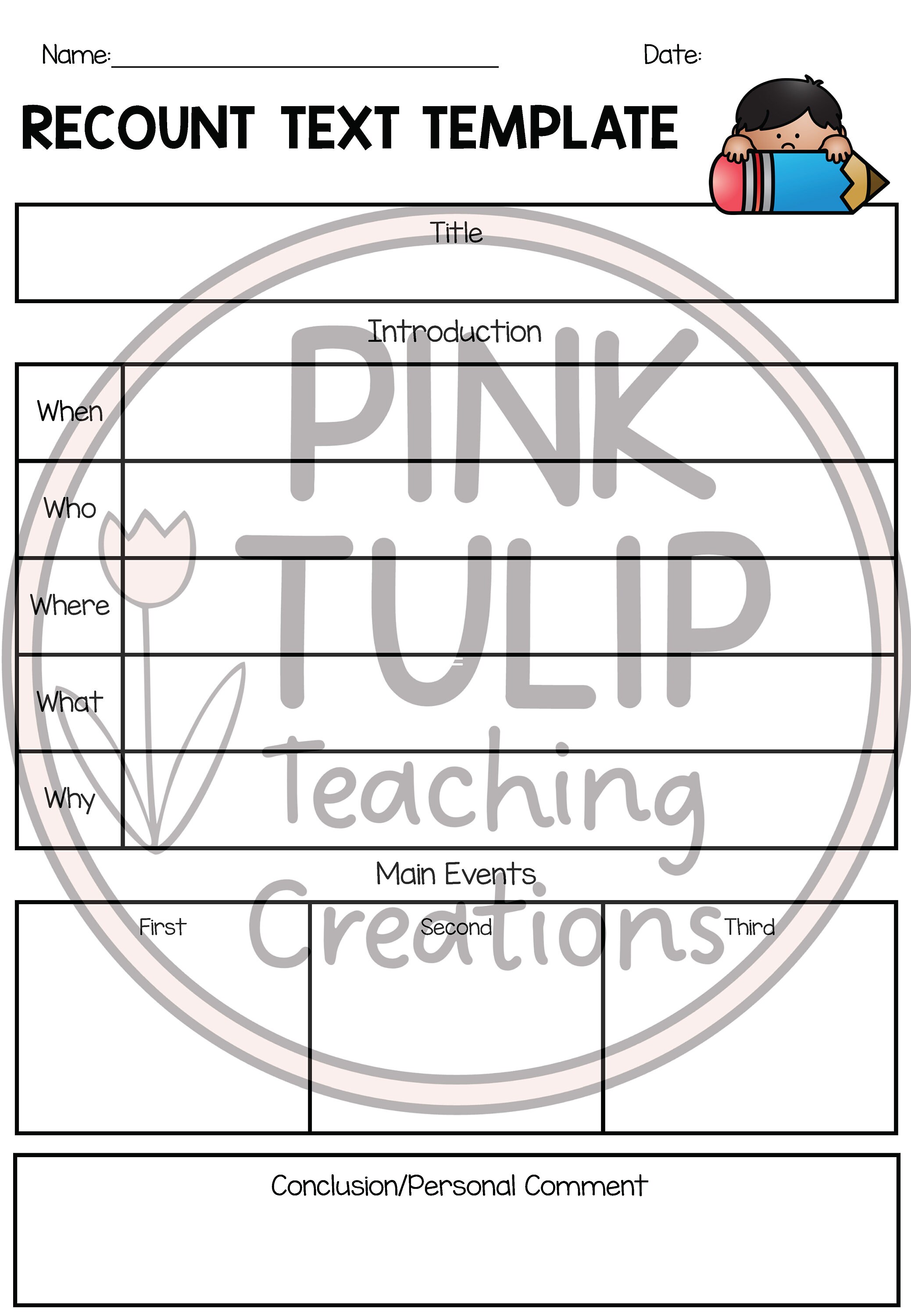 Recount Writing - Prompts and Template - Etsy