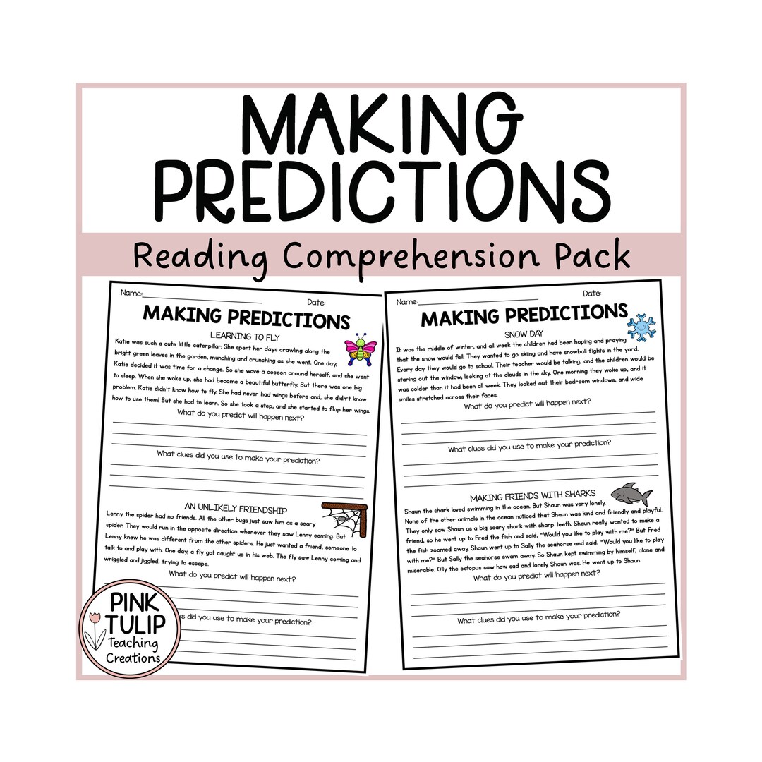 Making Predictions predicting Reading Worksheet Pack - Etsy