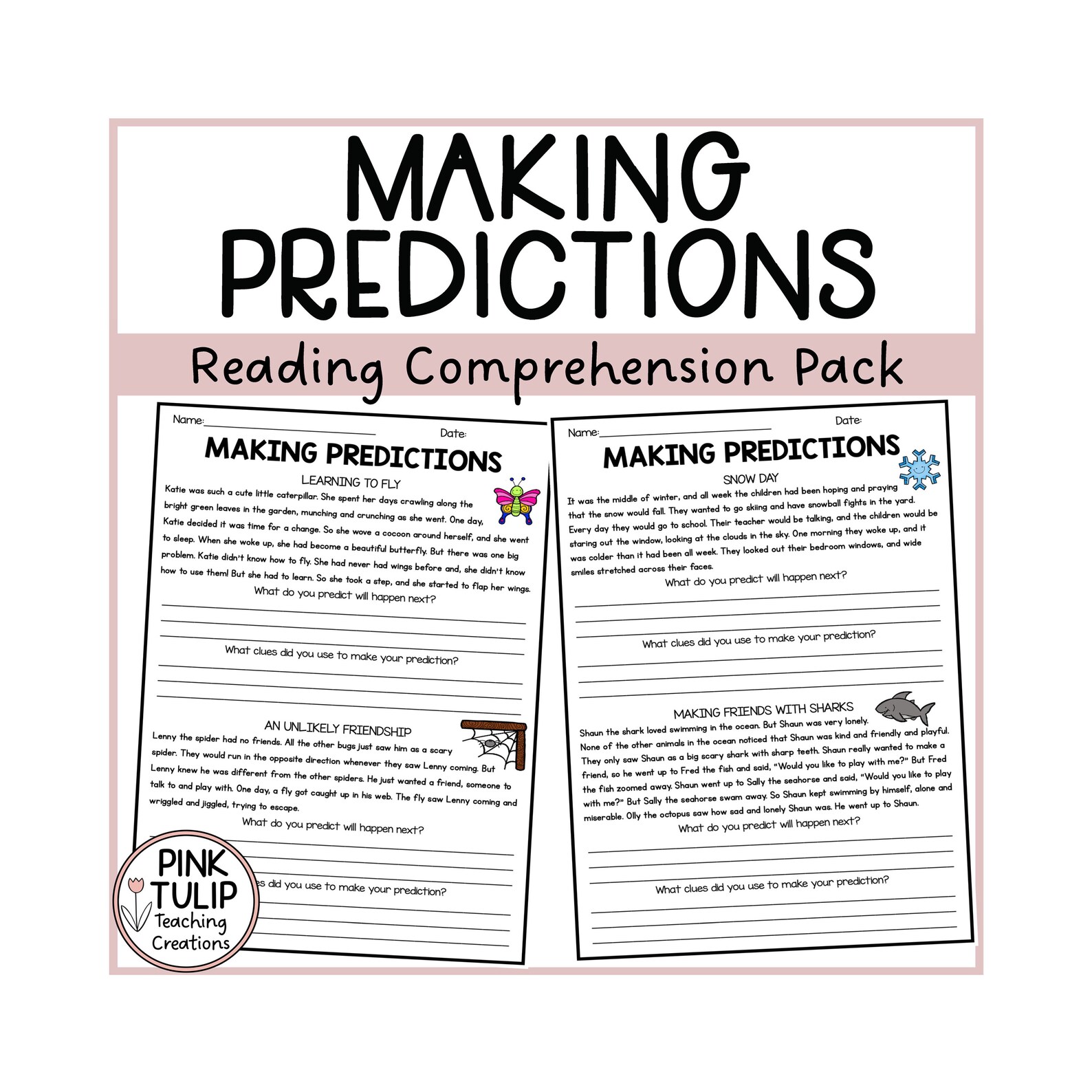 Making Predictions predicting Reading Worksheet Pack - Etsy