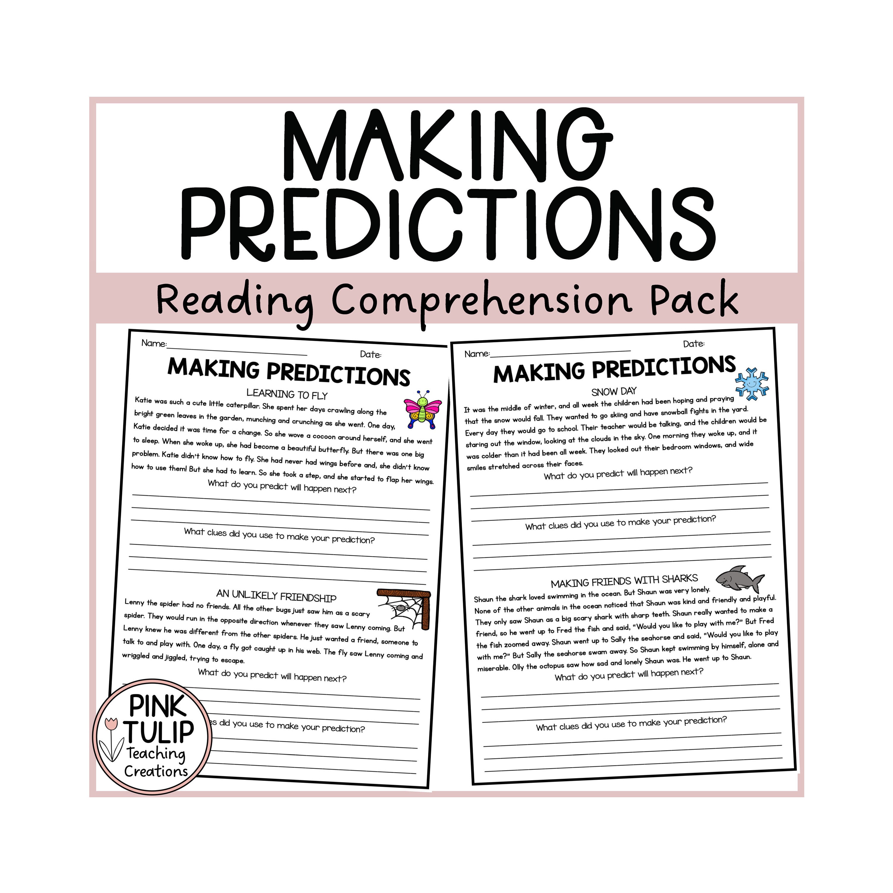 Making Predictions predicting Reading Worksheet Pack - Etsy