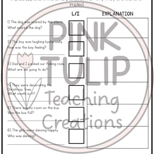 Implied Vs Literal Questions - Worksheets With Answers - Etsy