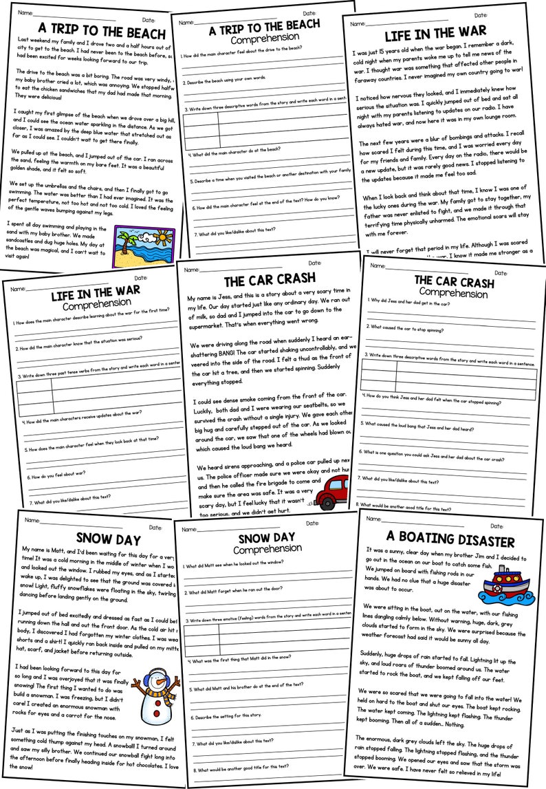Recount Text Examples Ten Reading Samples With Comprehension - Etsy
