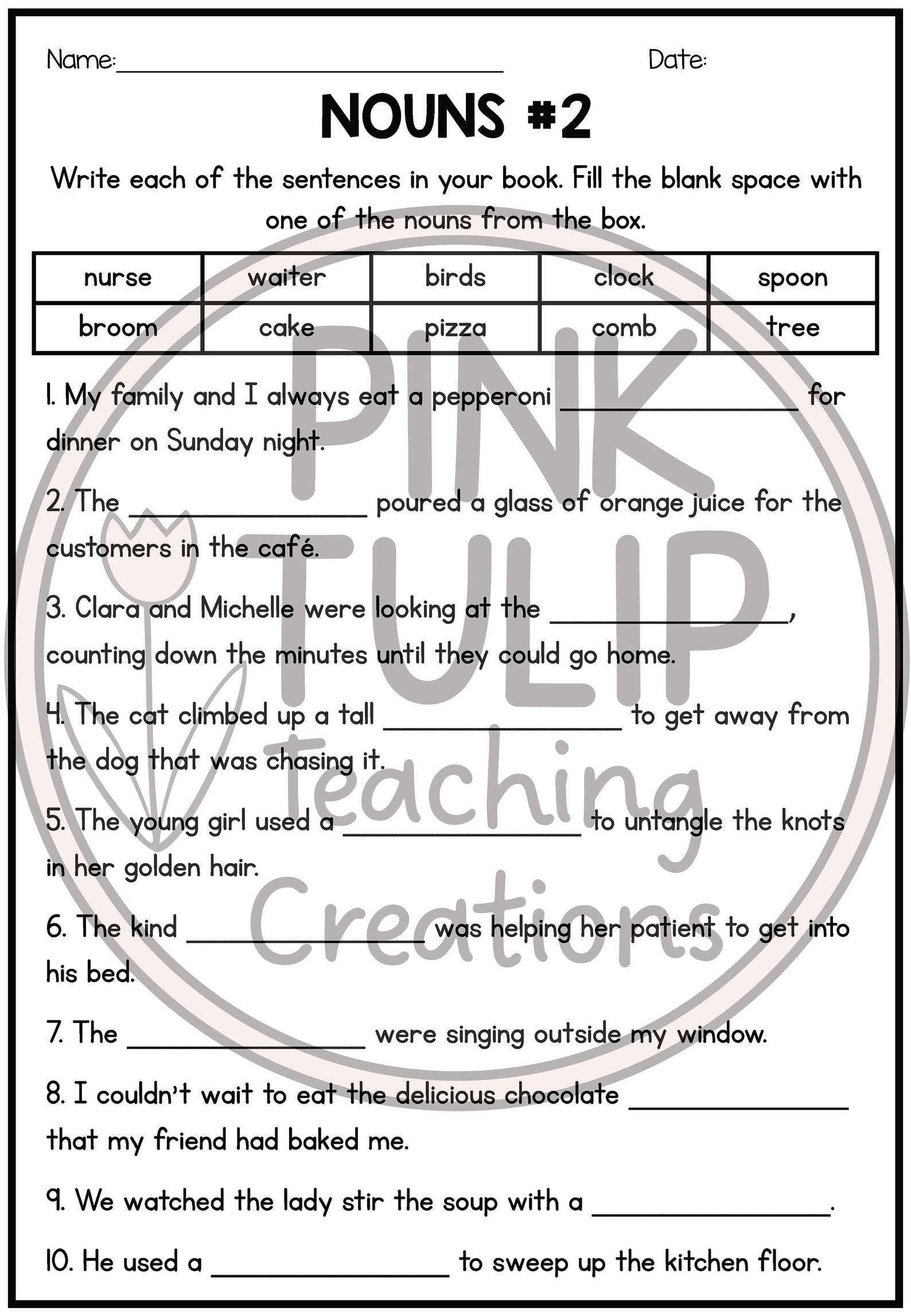 Nouns Grammar Worksheets - Etsy