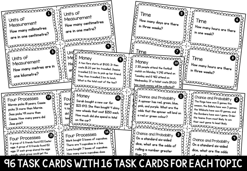 Maths Problem Solving Worded Question Task Cards - Etsy