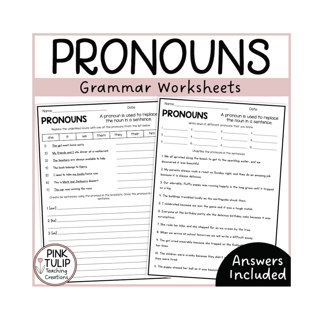 Understanding Pronouns Worksheets - No Prep Printables - Etsy