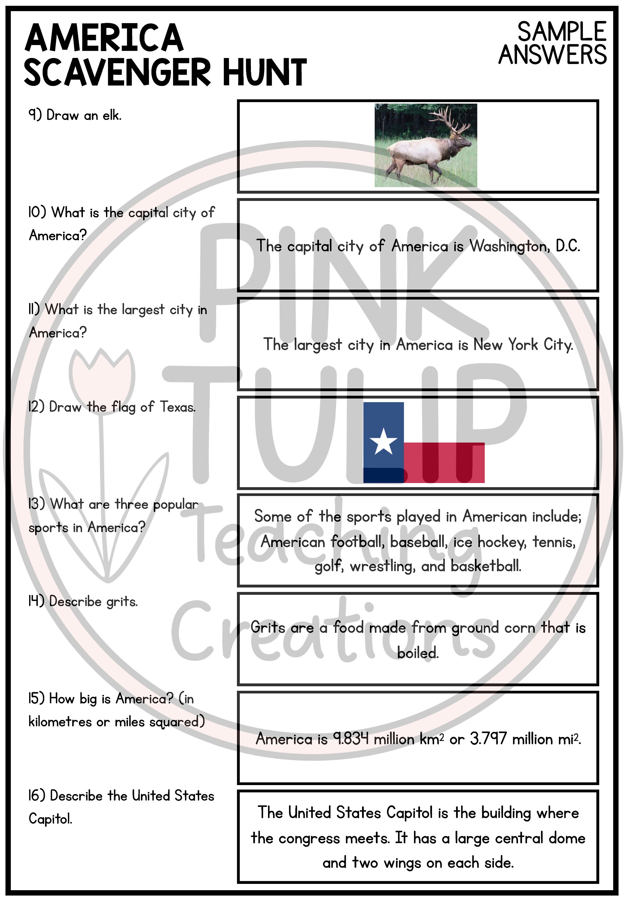 America Scavenger Hunt - Research Task - Etsy