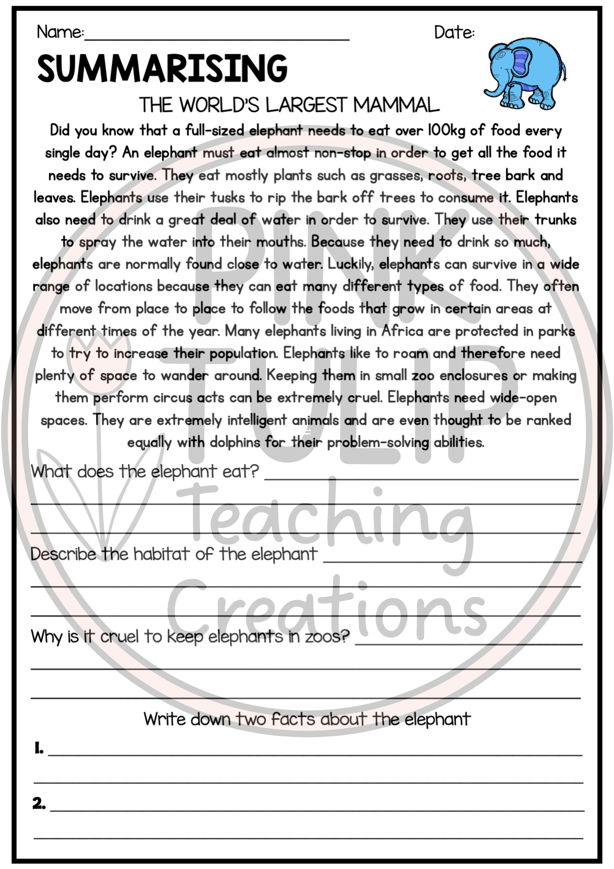 Summarizing (summarising) - Reading Worksheet Pack - Etsy