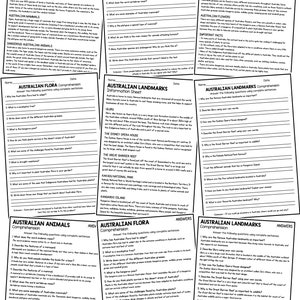 Australian Geography Comprehension Pack - Etsy