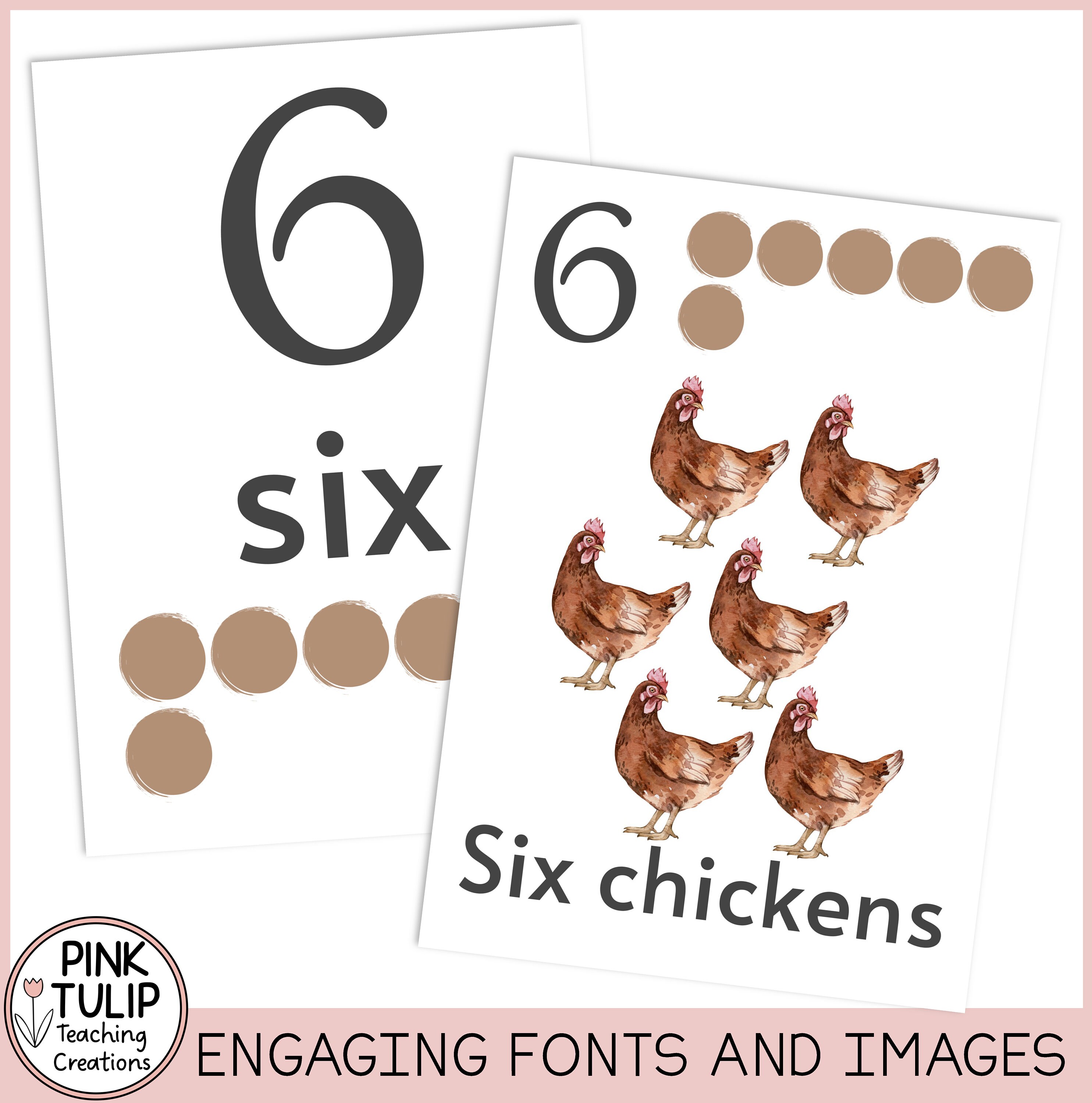 Number Matching Flash Cards - Farm Animal Theme - Etsy