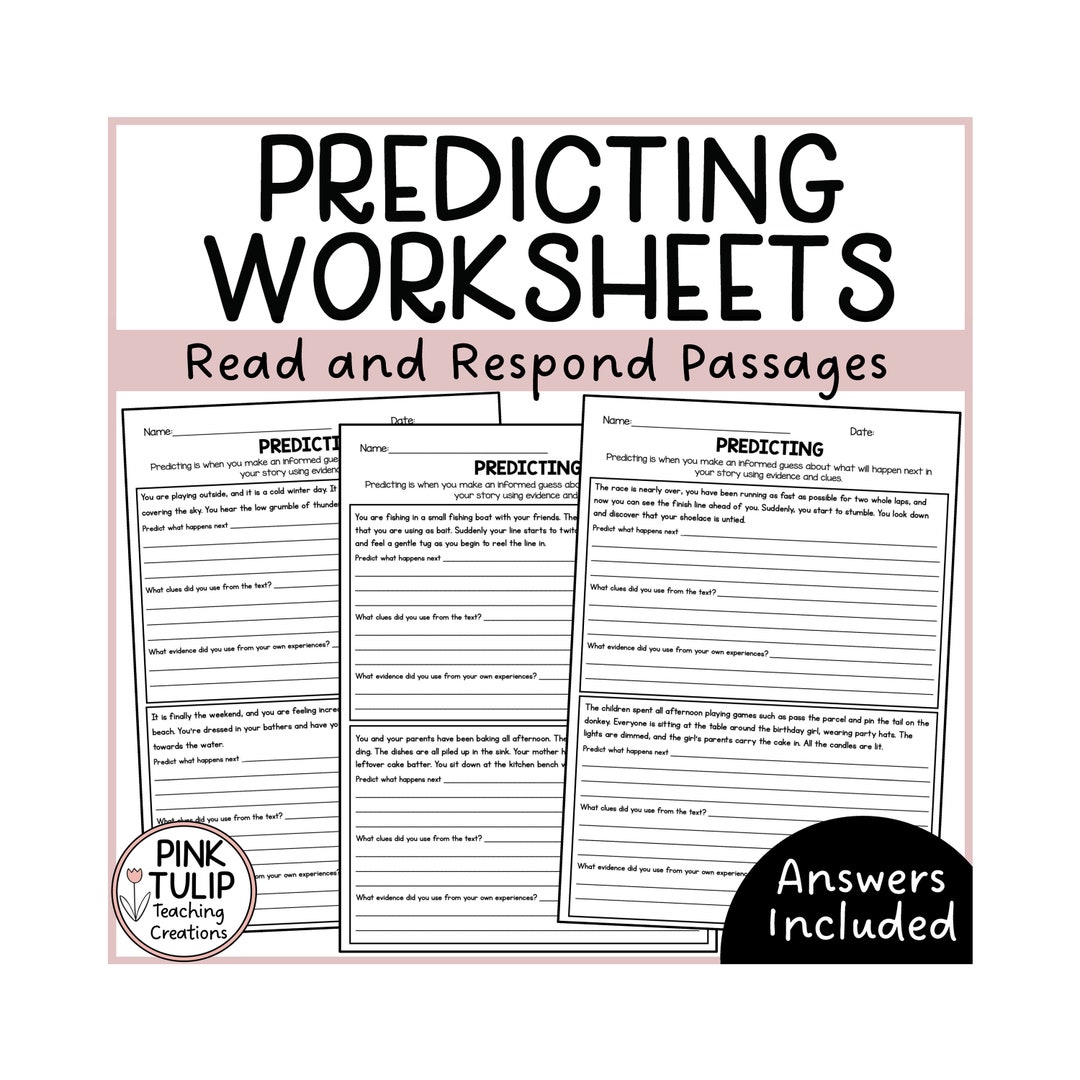 Predicting Worksheets - 12 Reading Passages - Etsy