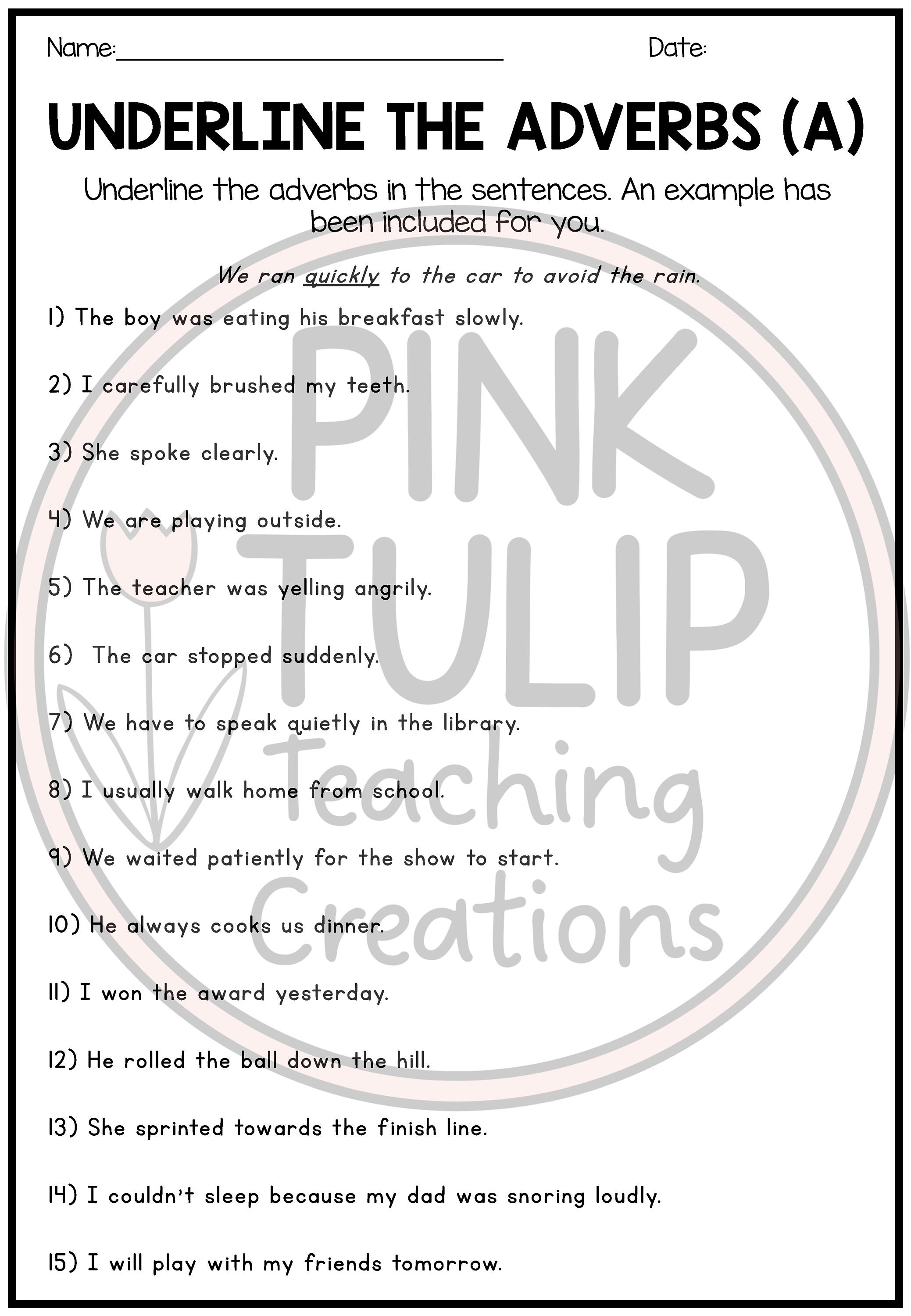 Adverbs Worksheet Pack - Etsy