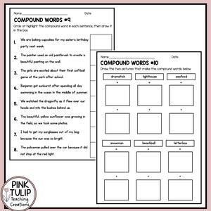 Compound Words - Worksheet Pack - Etsy