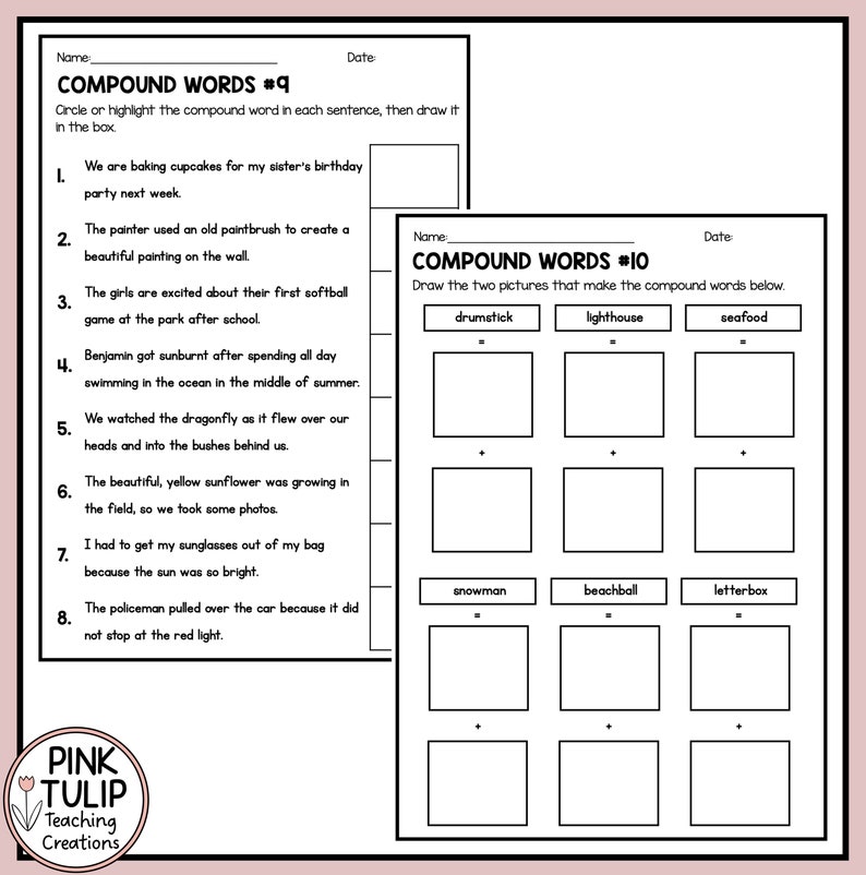 Compound Words - Worksheet Pack - Etsy